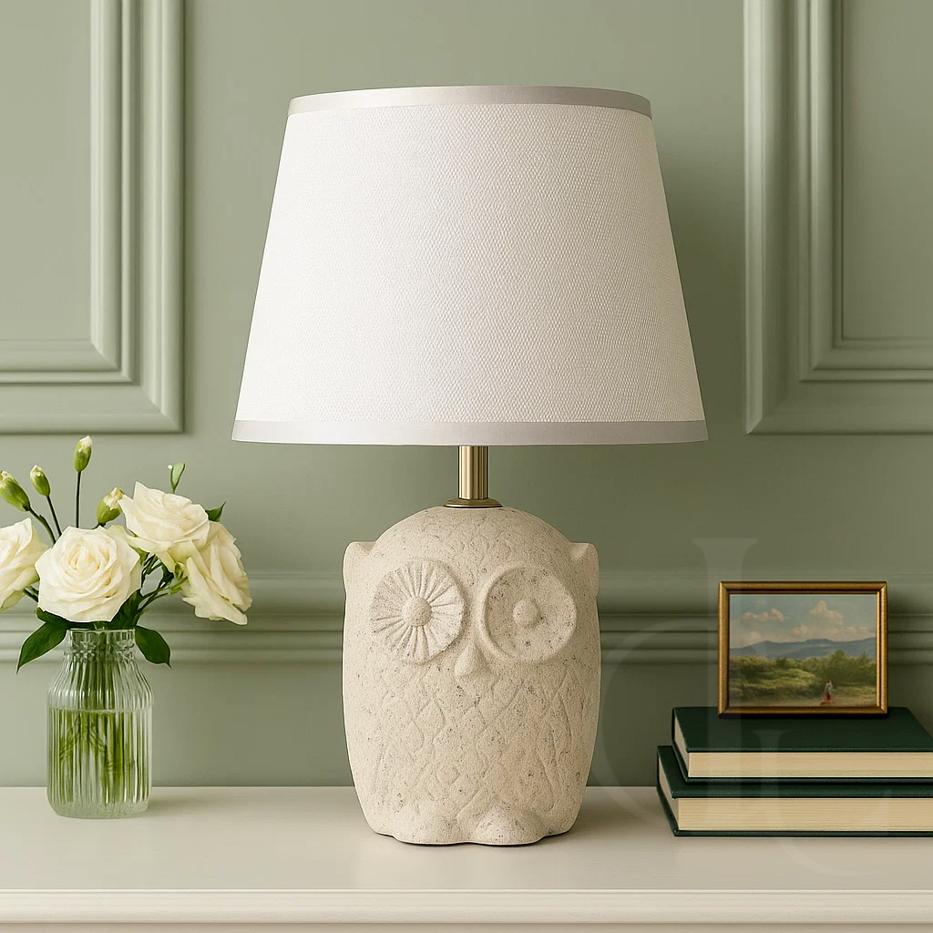 Owl Wisdom Decorative Ceramic Table Lamps – Glimmora by Grover Lights
