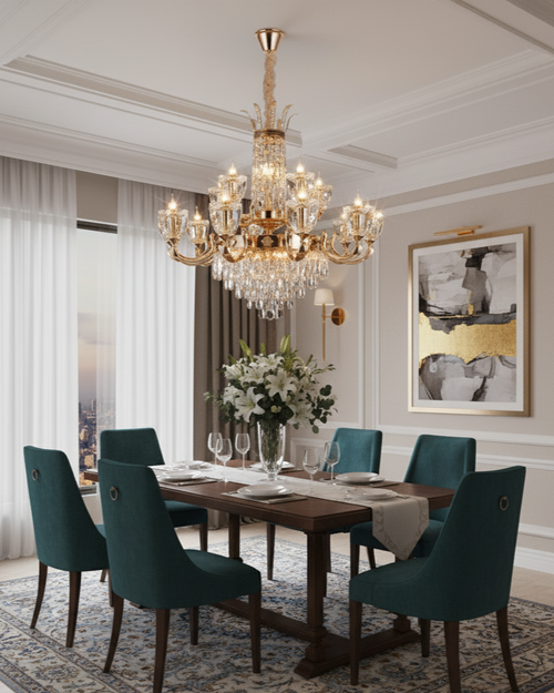 Regal Crystal Gold Chandelier - 15 Bulb – Glimmora by Grover Lights