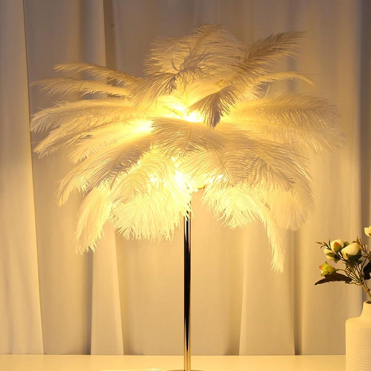 Ostrich Feather Table Lamp – Glimmora by Grover Lights