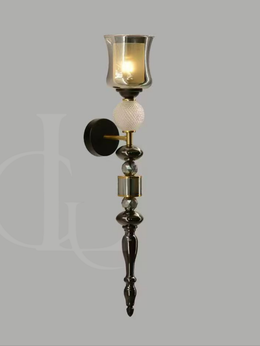 Sultan’s Shadow (Glass, Smoke) Wall Light – Glimmora by Grover Lights
