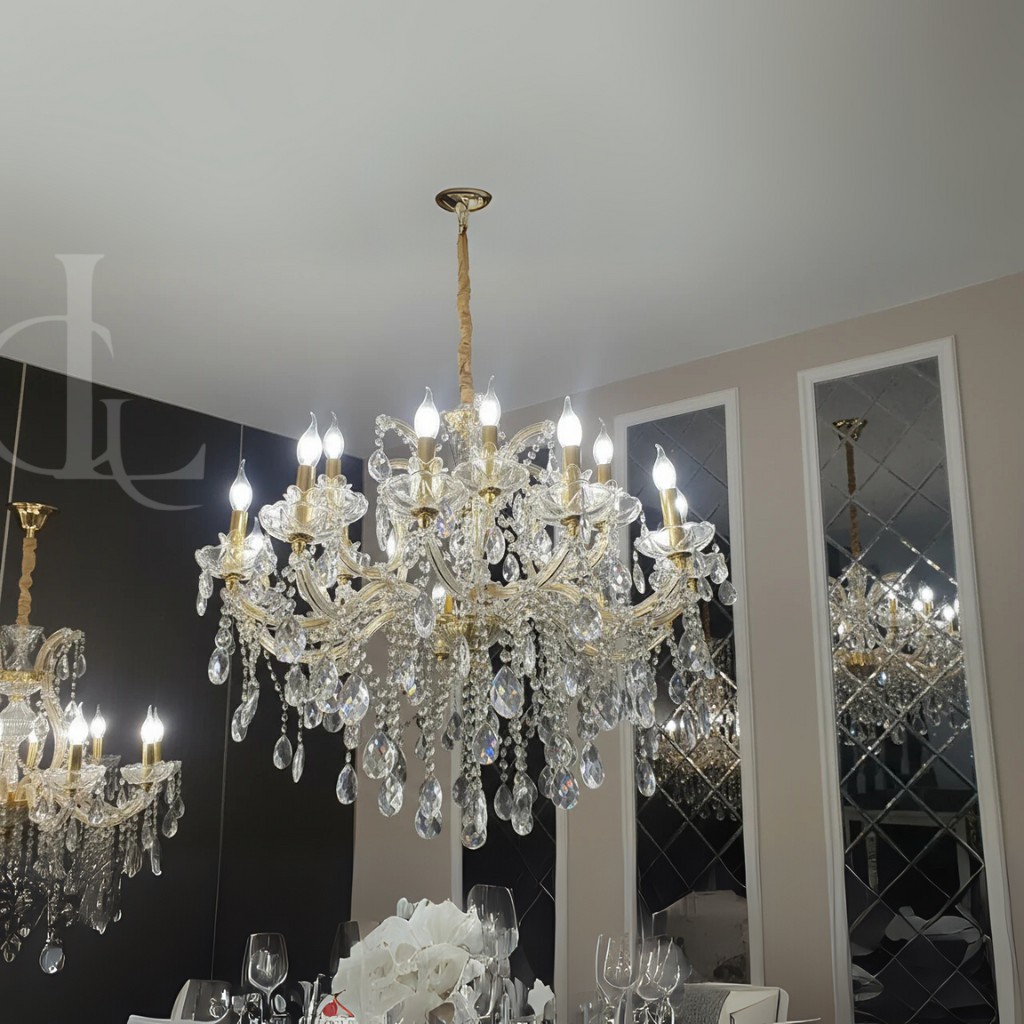 Flames Forever (Gold) Crystal Chandelier – Glimmora by Grover Lights