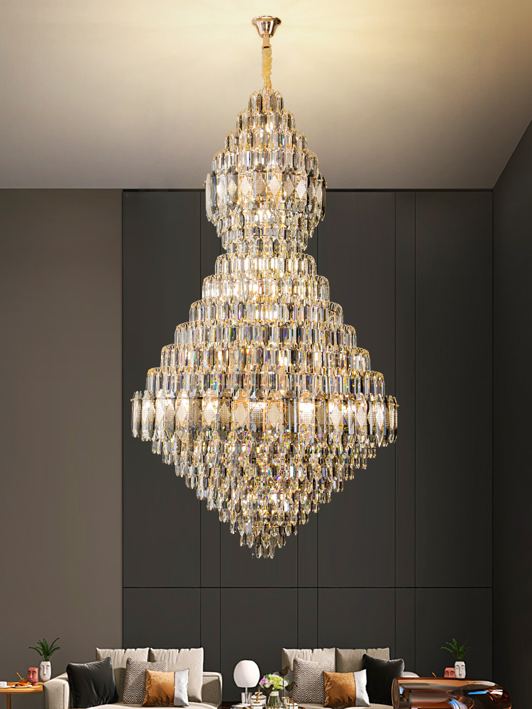 Crystal double height duplex Led Chandelier – Glimmora by Grover Lights