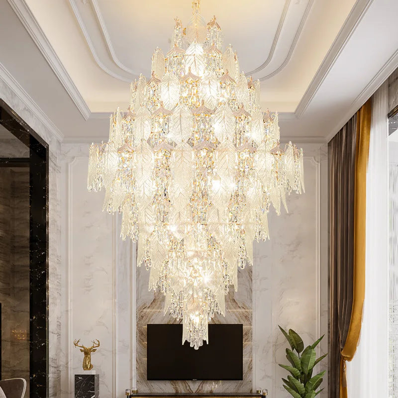 Spiral Staircase Duplex Long Glass Crystal Chandelier – Glimmora by ...