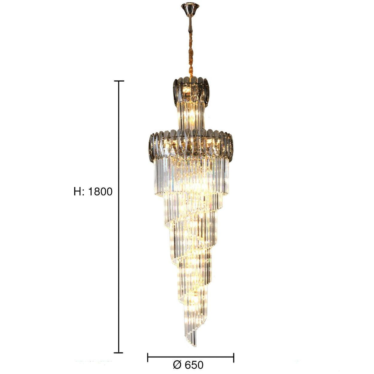 Crystal Multilayer Double Height Chandelier – Glimmora by Grover Lights