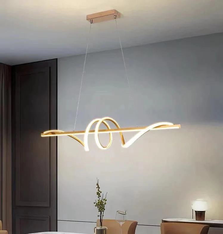 Gold Led Twisty Curl Lights Chandelier – Glimmora by Grover Lights