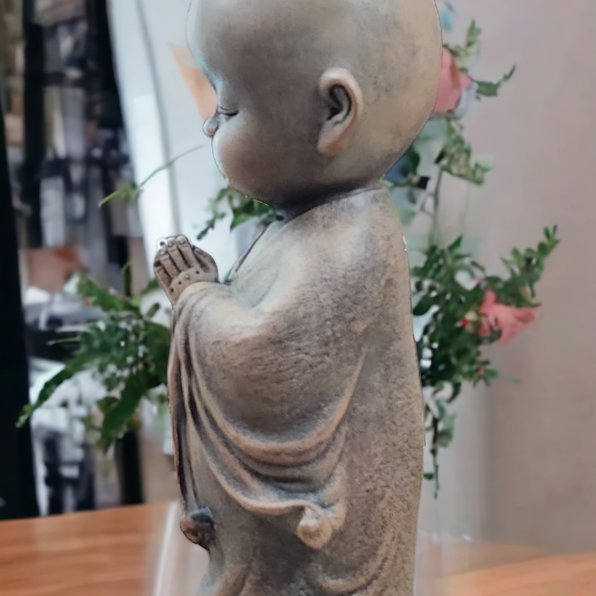 Namaste Buddha Monk: Smiling (Antique Brown) Blessing Sculpture ...