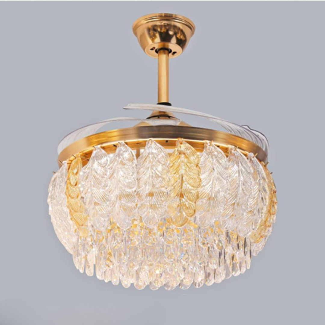 Modern Decorative Crystal Fan – Glimmora by Grover Lights